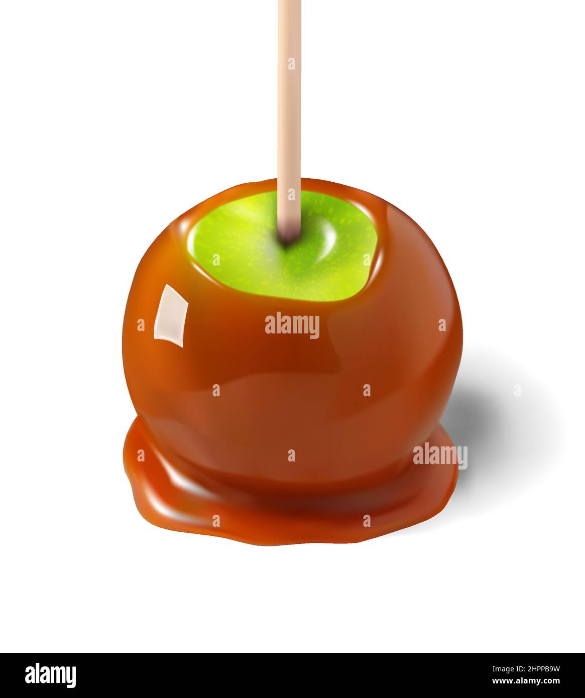 Homemade Caramel Apple on a white Background. Realistic vector, 3d ...