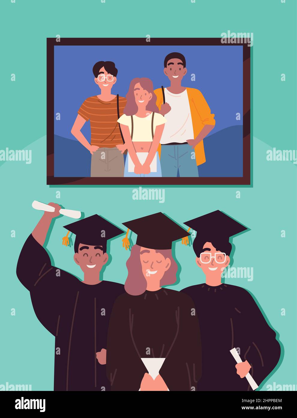 happy graduates college Stock Vector Image & Art - Alamy