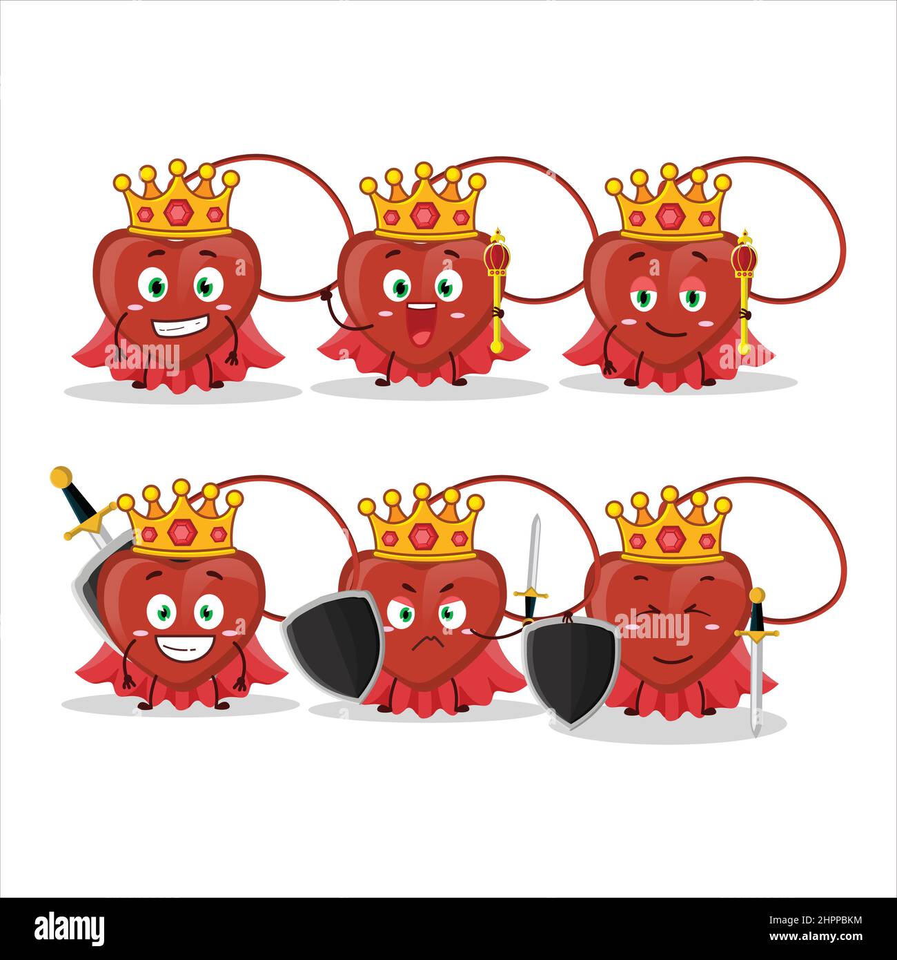 A Charismatic King red heart necklace cartoon character wearing a gold ...