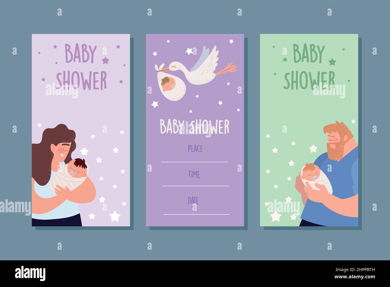 baby shower cards set Stock Vector Image & Art - Alamy