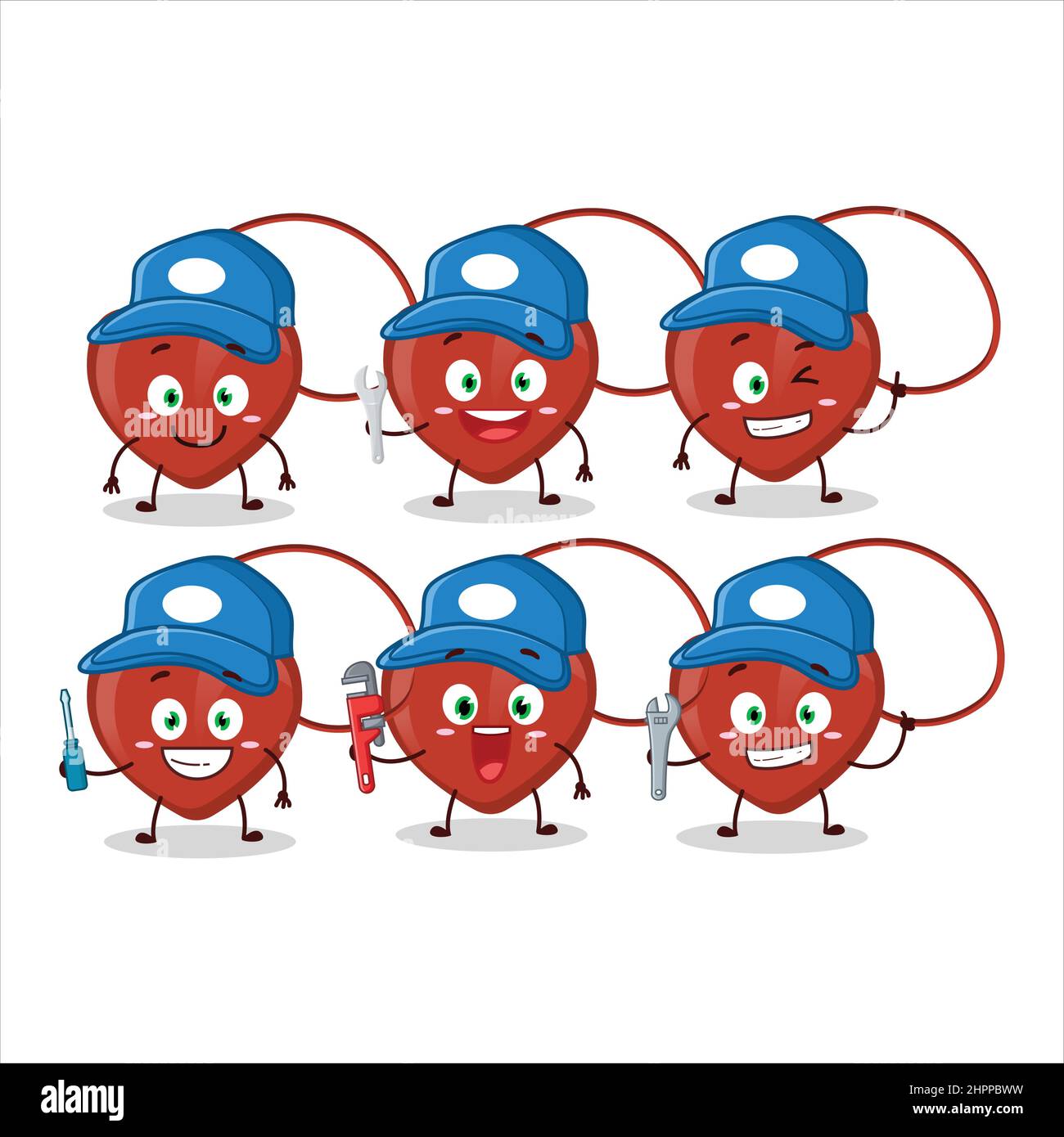 mechanic red heart necklace cute mascot character with pliers. Vector ...