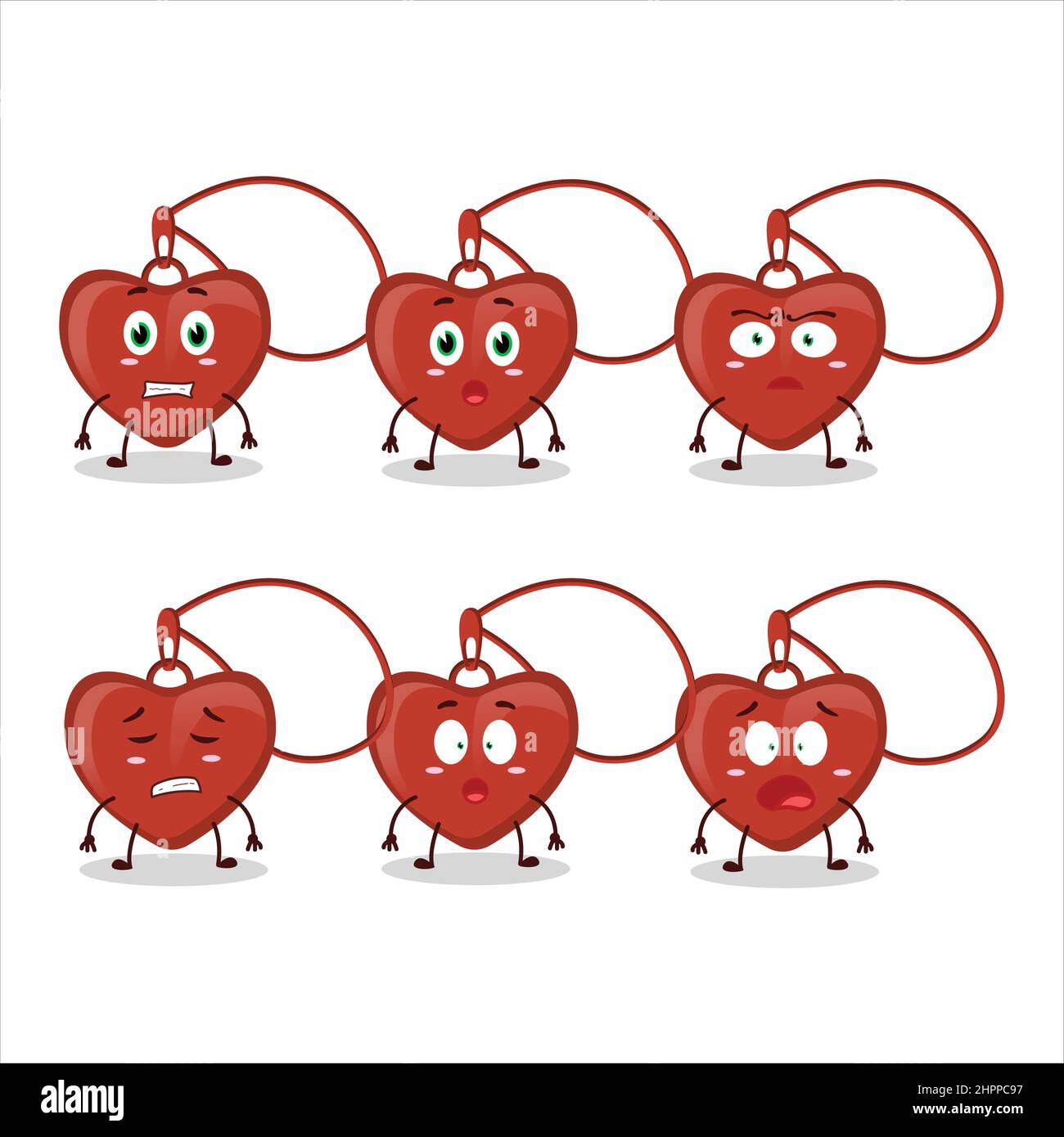 Character cartoon of red heart necklace with scared expression. Vector ...