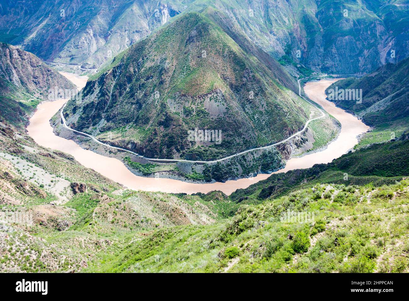 BENZILAN , CHINA - The first bend of the Jinsha River. a famous ...