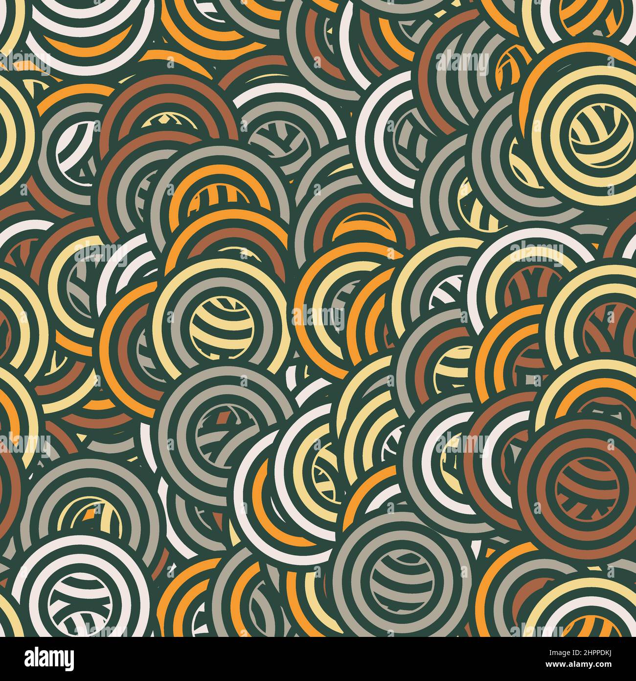 Seamless concentric circle in retro colors dizzy surface pattern design ...