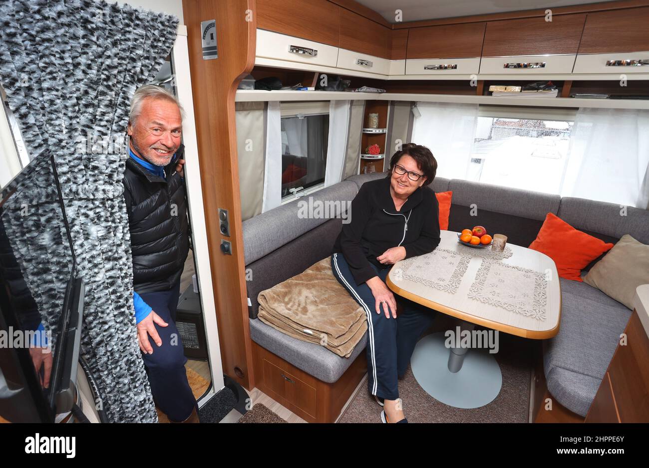 Wertach, Germany. 15th Feb, 2022. Ingrid Ziemann sits next to her ...