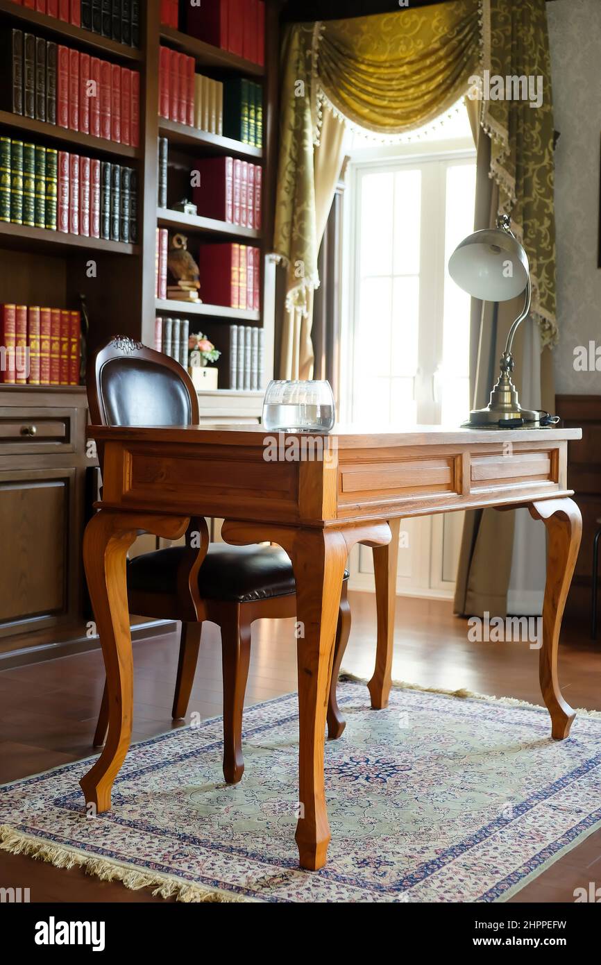 Image of Classic luxury Reading room and furnitures, interior design ...