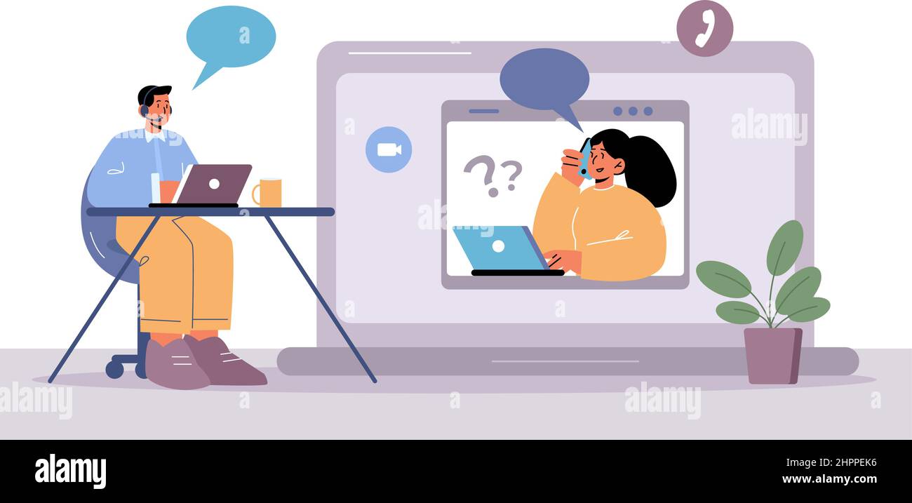 Customer support service, online help. Technical specialist solve ...