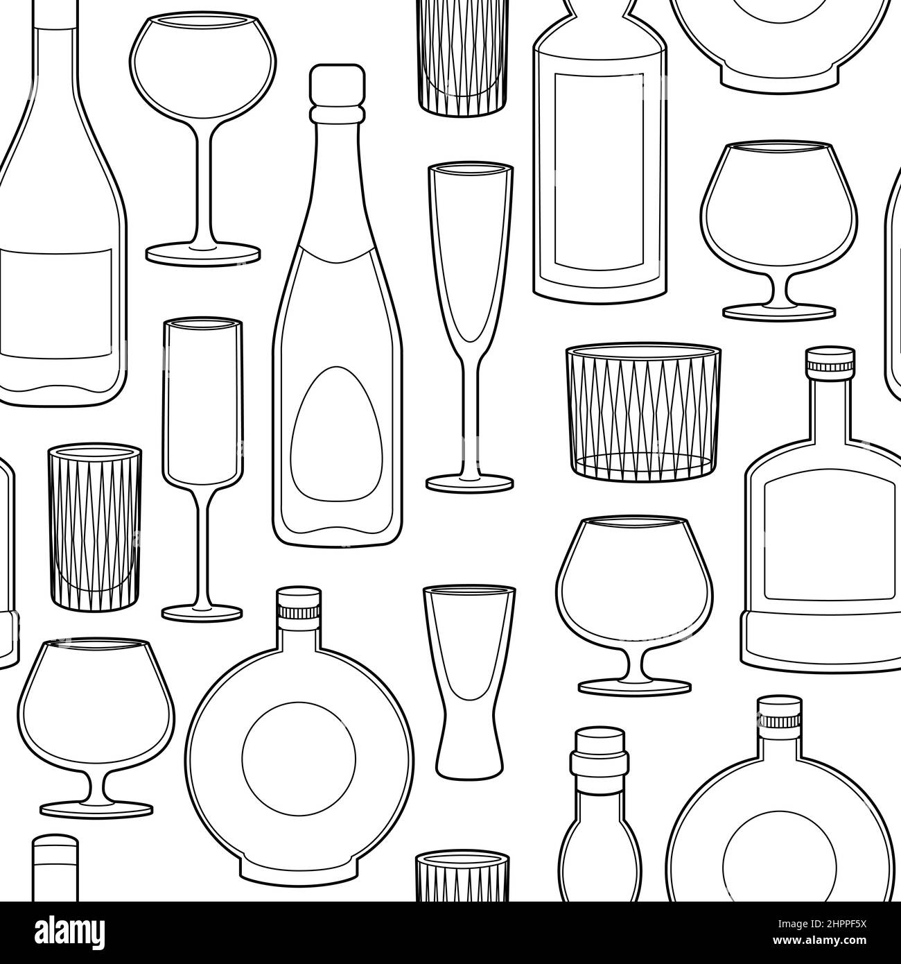 Vector line art seamless pattern alcohol glasses Stock Vector Image & Art - Alamy