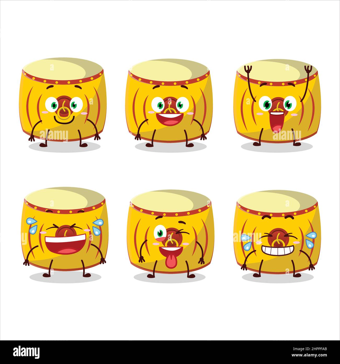 Cartoon character of yellow chinese drum with smile expression. Vector ...