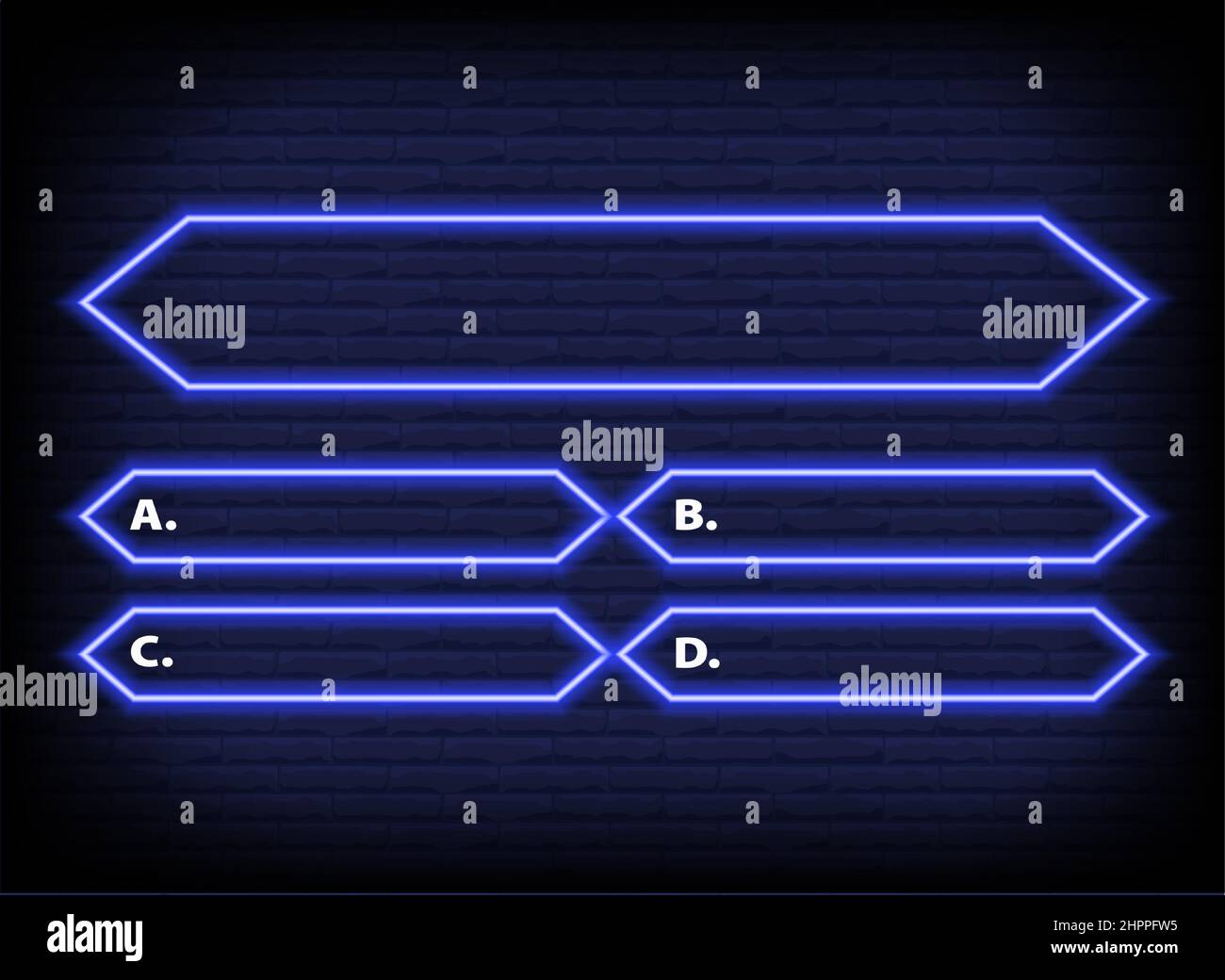 Neon quiz game template. Four options answers for knowledge exam in ...