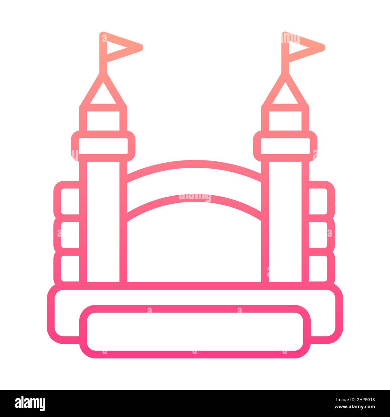Bouncy castle gradient outline icon. Jumping inflatable house on kids ...