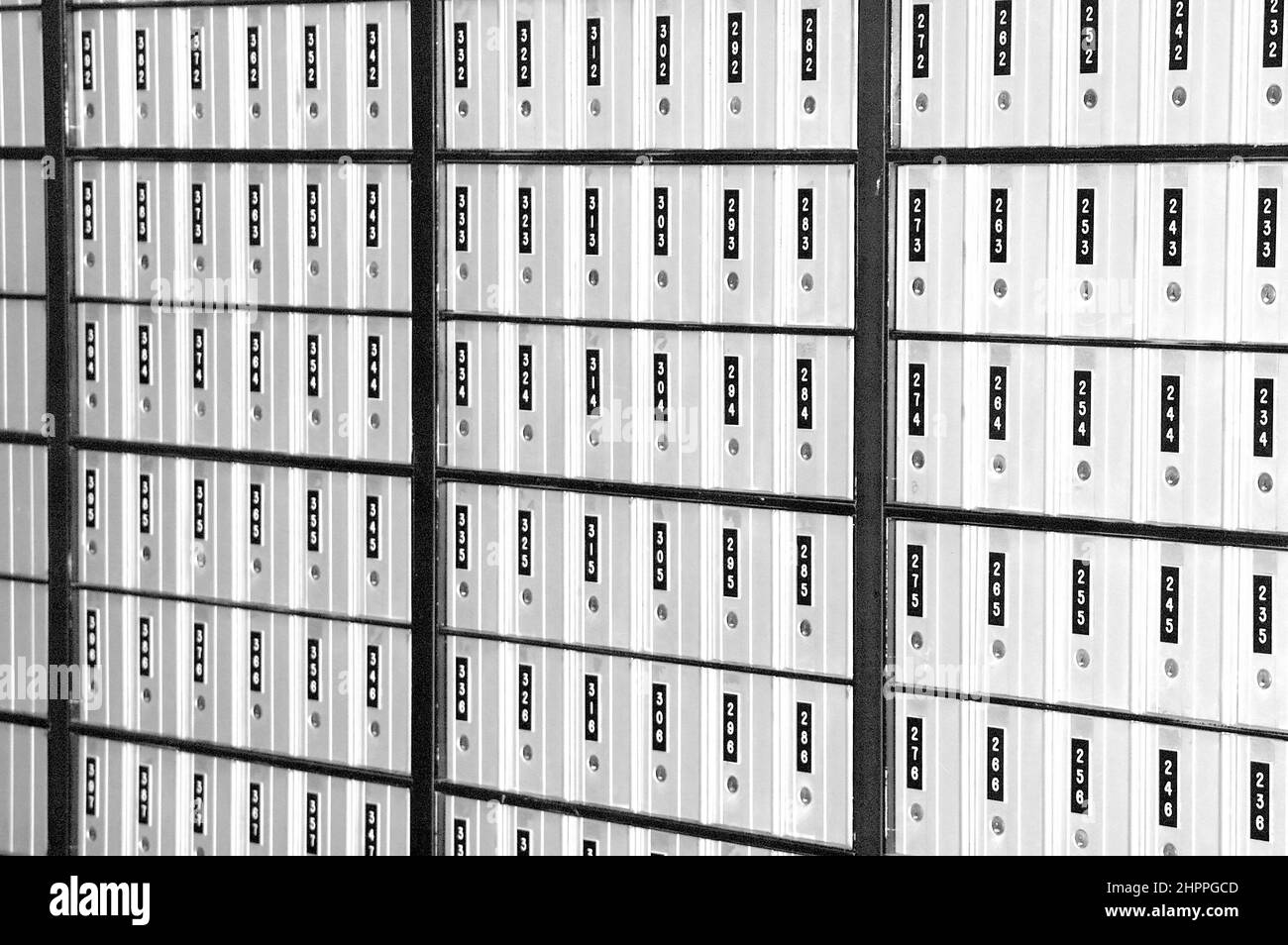 Interior view of a storehouse with numbered shelves Stock Photo - Alamy