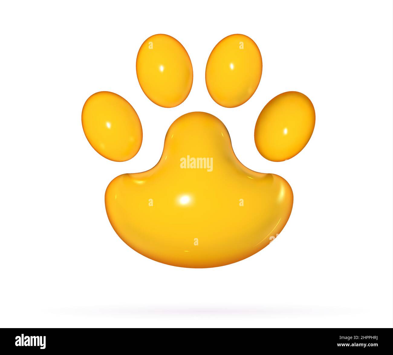 Paw 3d print in cartoon soft pop style. Grooming service visual concept ...