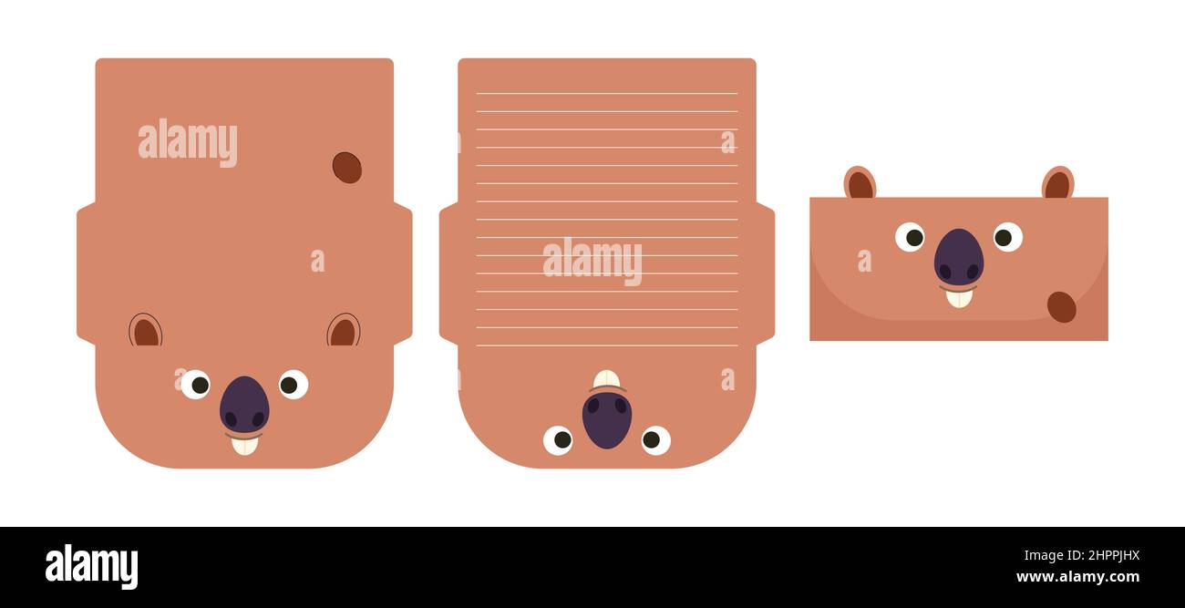 Cute lovely capybara letter writing stationery paper laser cutting card ...