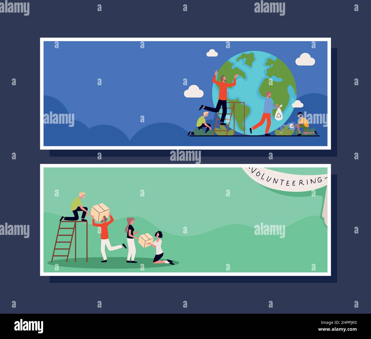 volunteering banner flat Stock Vector Image & Art - Alamy