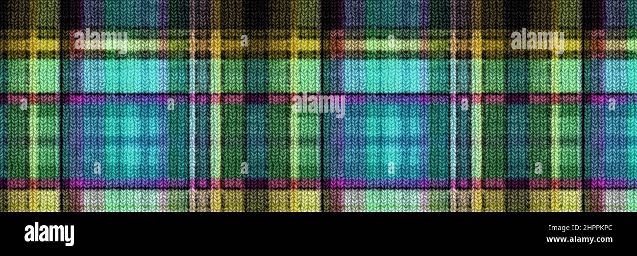 Classic winter tartan knit wool plaid seamless edging border. Retro ...