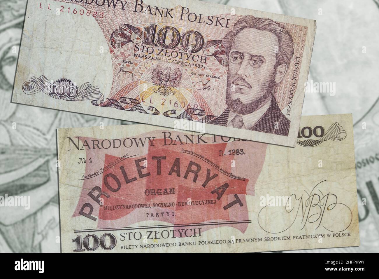 Closeup of Vintage polish Zloty banknotes Stock Photo - Alamy