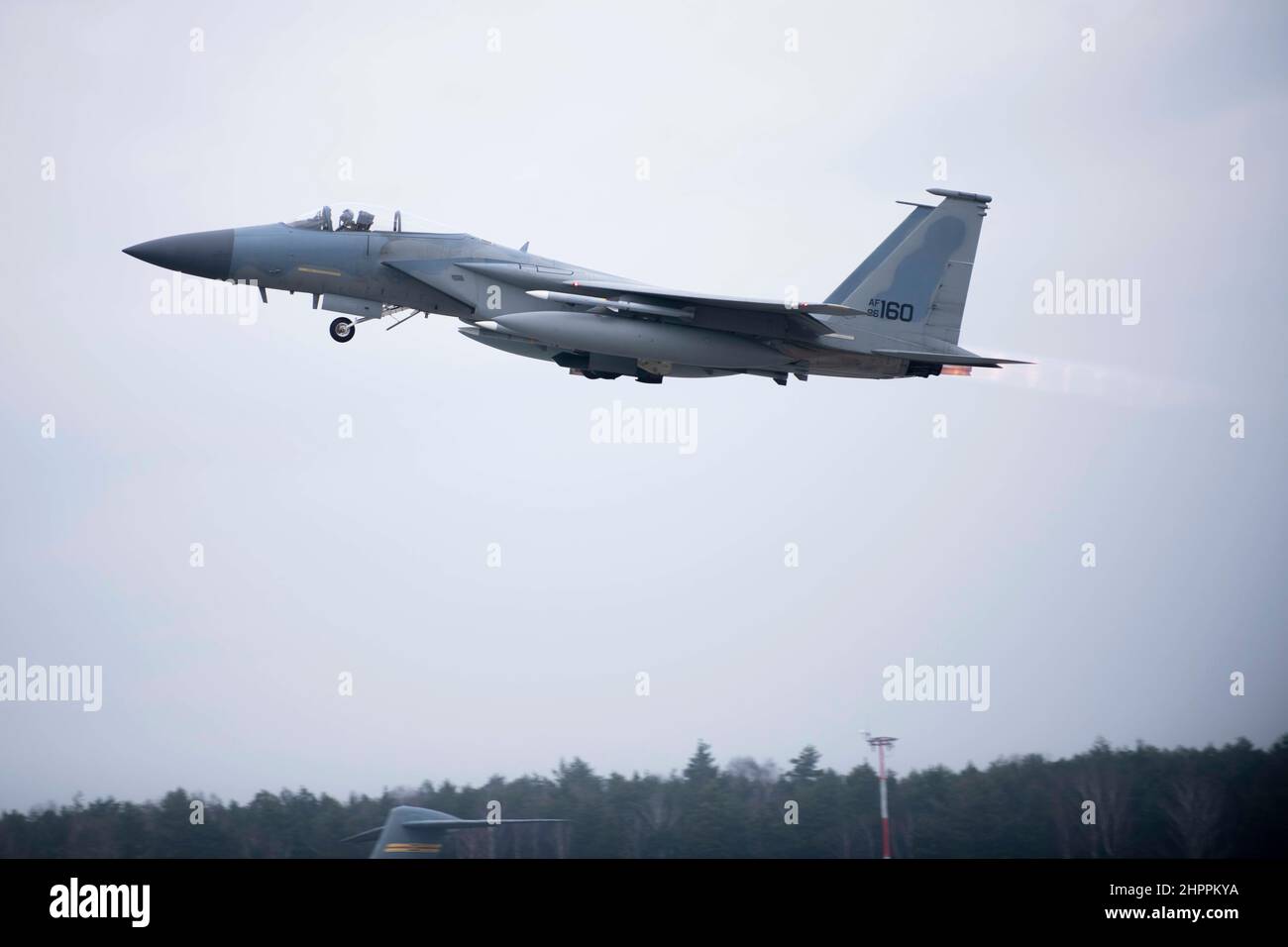 A U.S. Air Force F-15C Eagle assigned to the 493rd Fighter Squadron, Royal Air Force (RAF ...