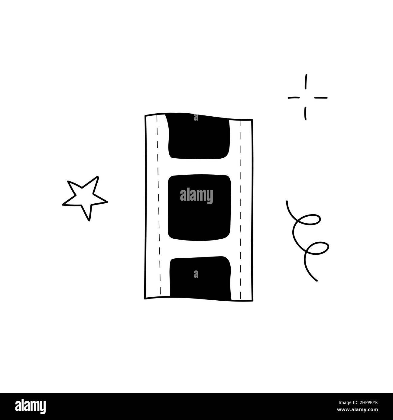 Film strip tape outline icon. Movie video frame isolated doodle drawing ...
