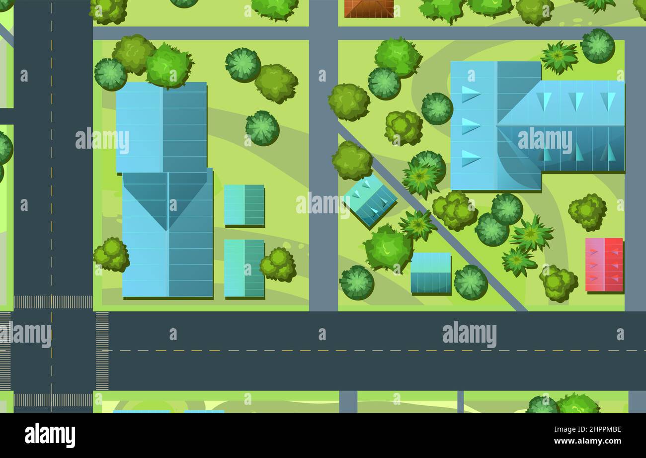 Land at corner of road. Streets of city. Top View from above. Small ...