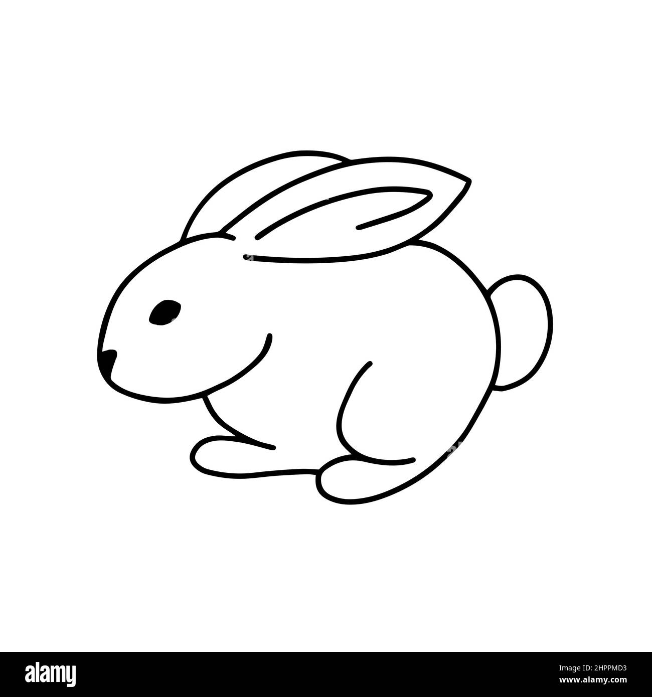 Contour drawing of a rabbit isolated on a white background. Doodle ...