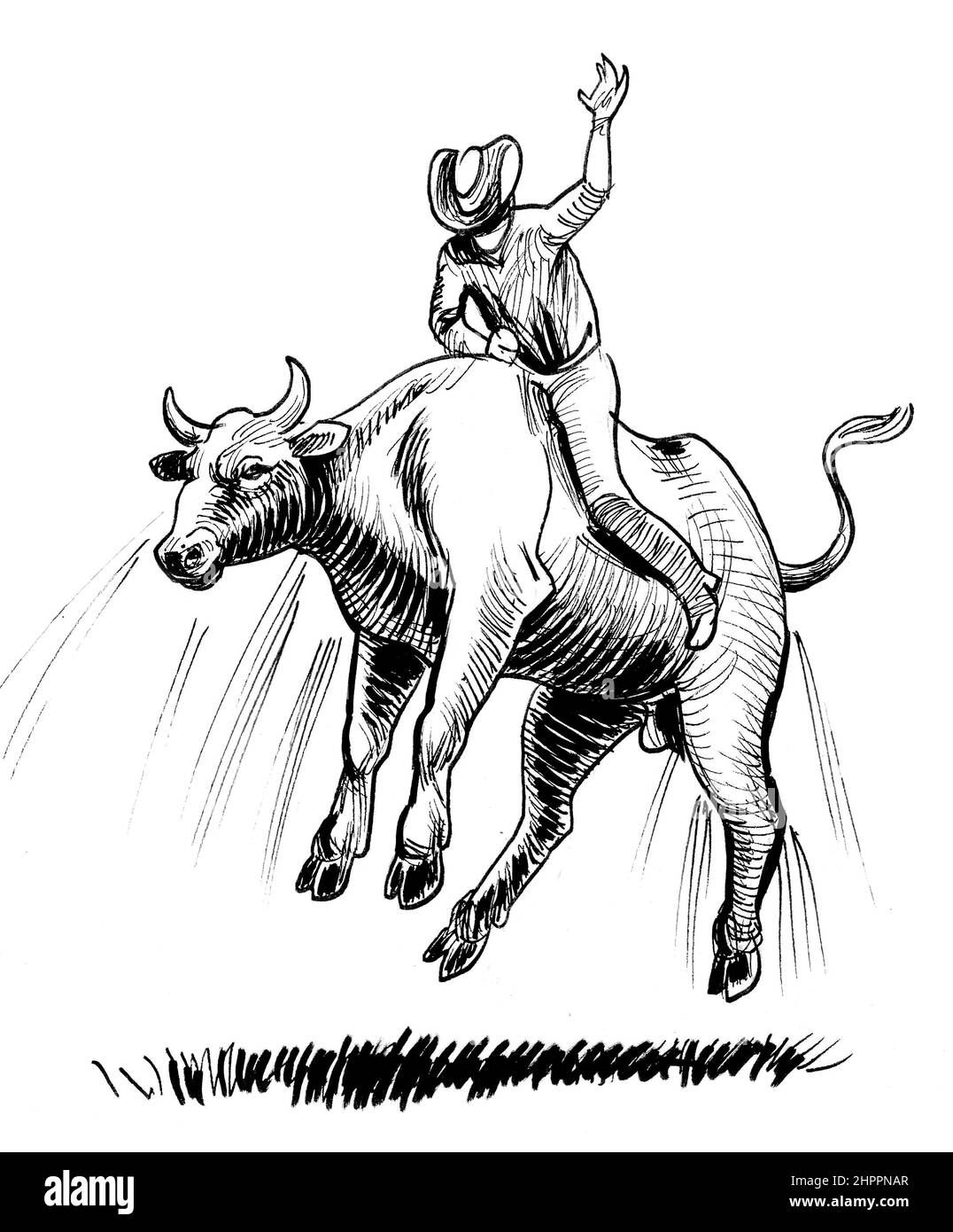 Rodeo cowboy bull riding cartoon Cut Out Stock Images & Pictures - Alamy