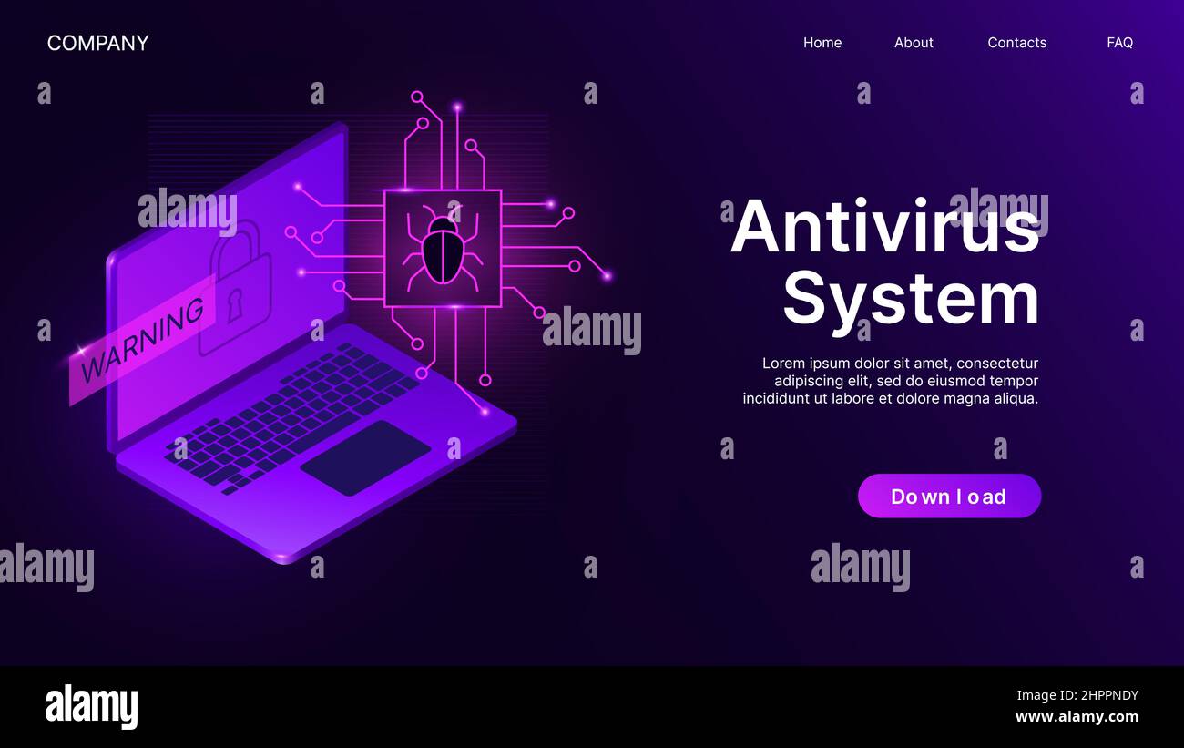 Antivirus System Banner Template. Website Page for Cybersecurity ...