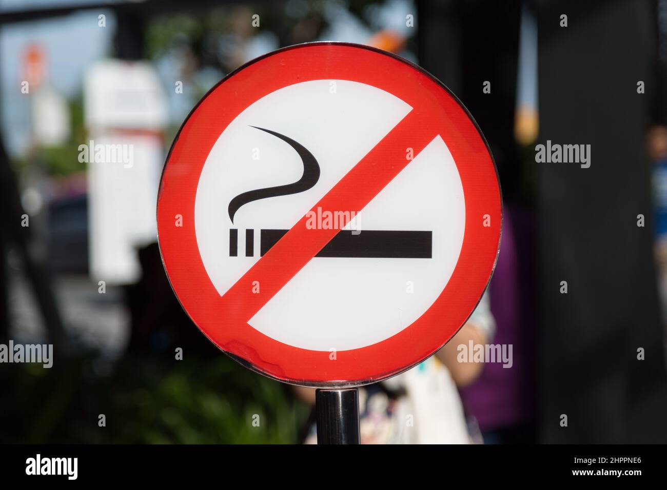 No smoking sign with bokeh background Stock Photo - Alamy