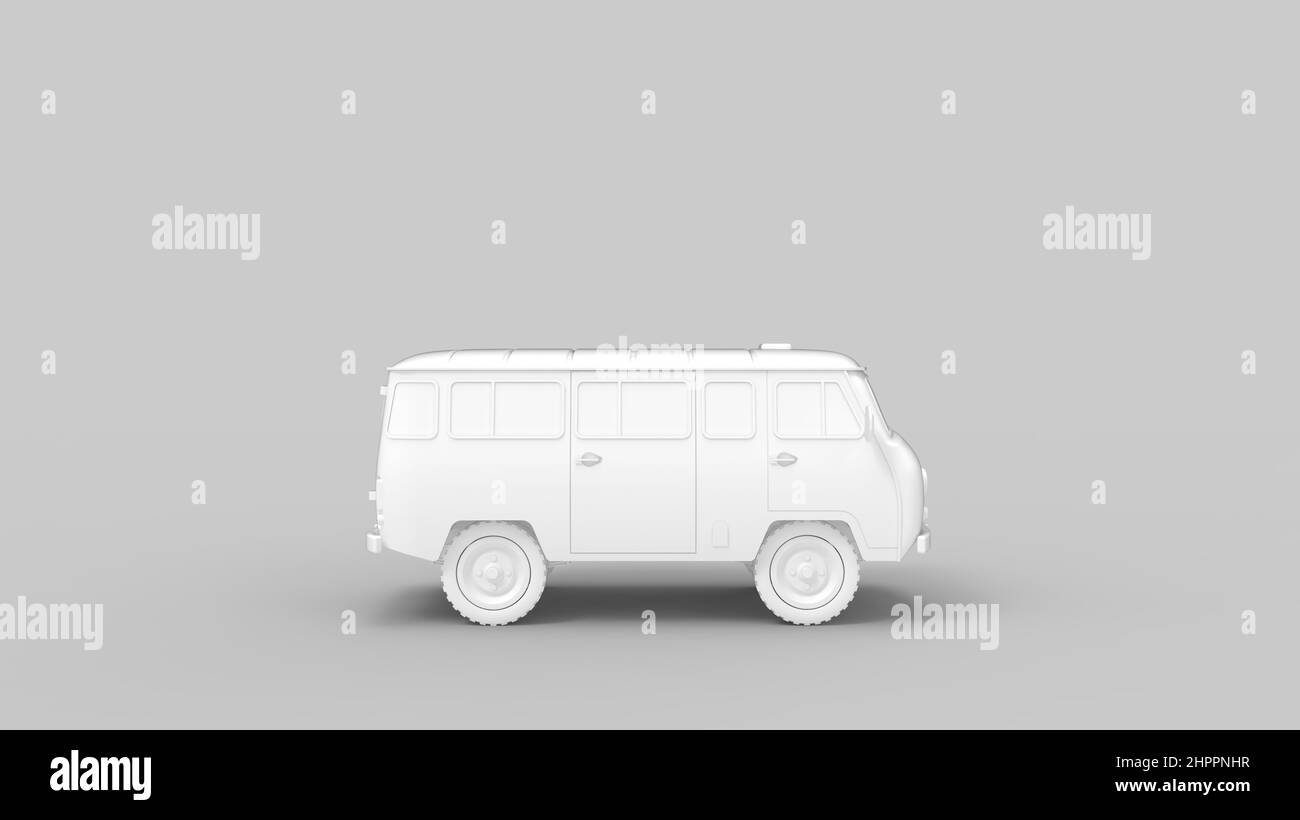 3D rendering of a vintage classic small mini van isolated ...