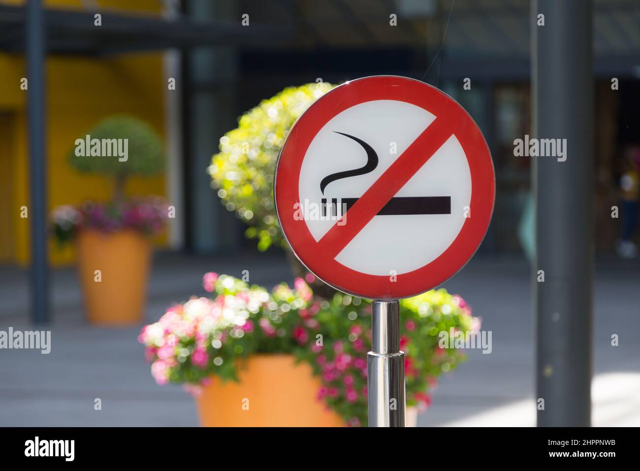 No smoking sign with bokeh background Stock Photo - Alamy