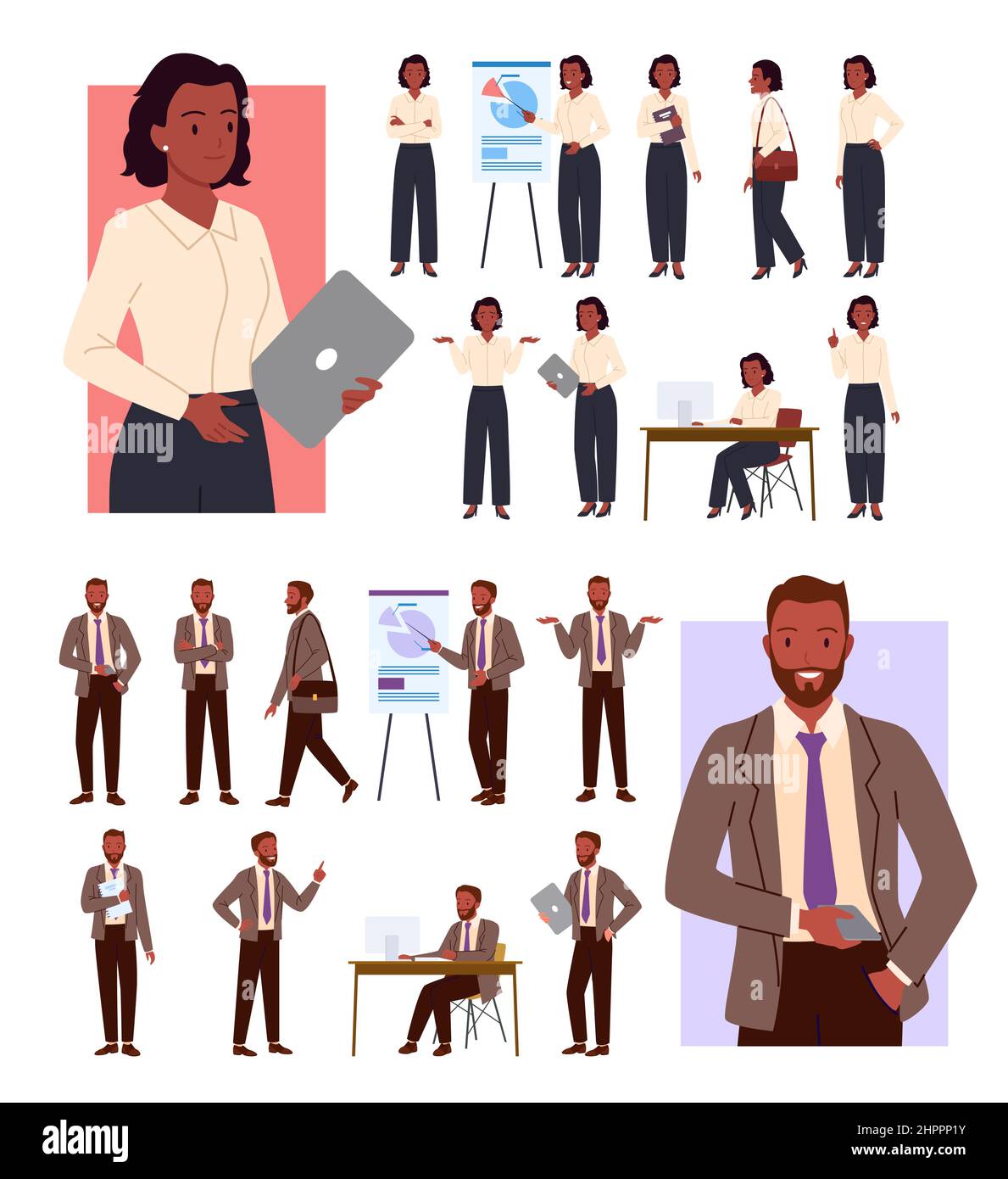 Businesswoman poses set, girl manager standing with laptop, young ...