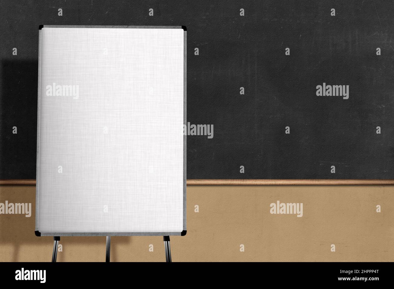 Standing empty whiteboard for copy space inside the room with ...