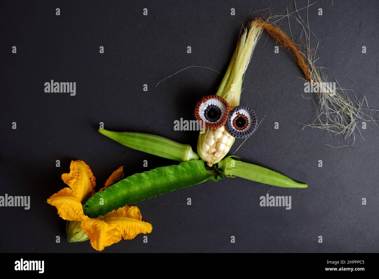 Funny face set up from food, agriculture product from rooftop garden ...