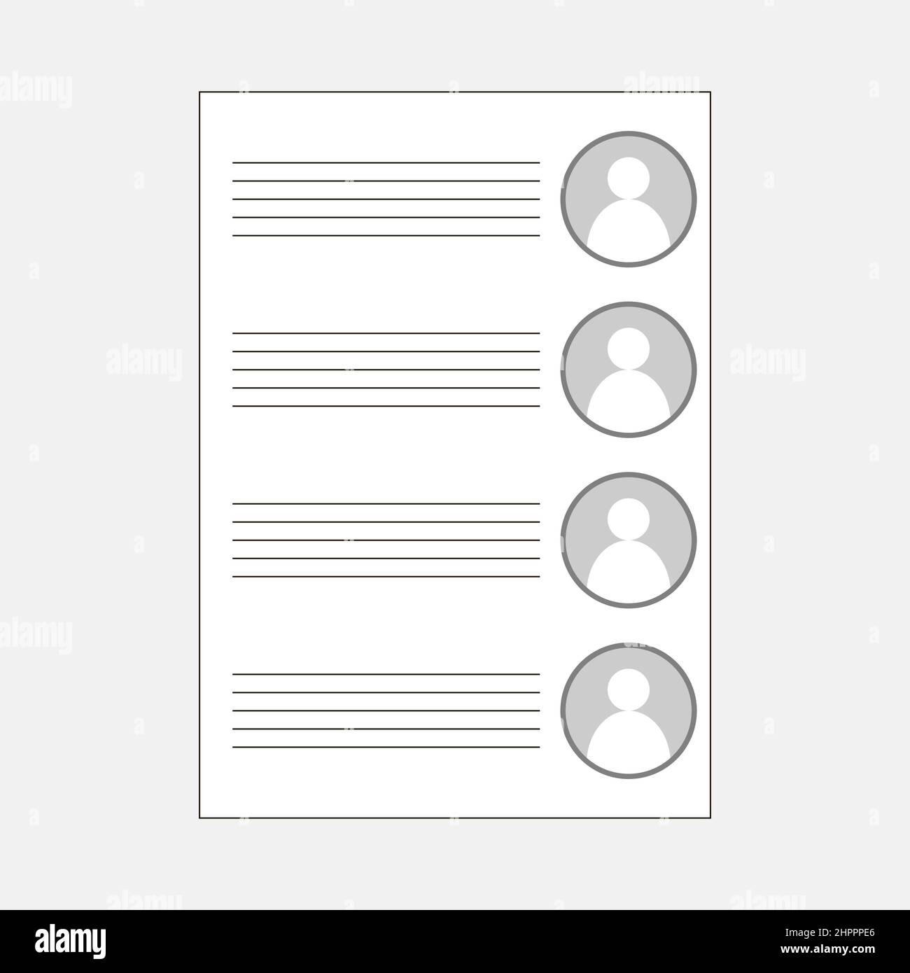 Form of questionnaire or ballot for polling voters. Four depersonalized ...