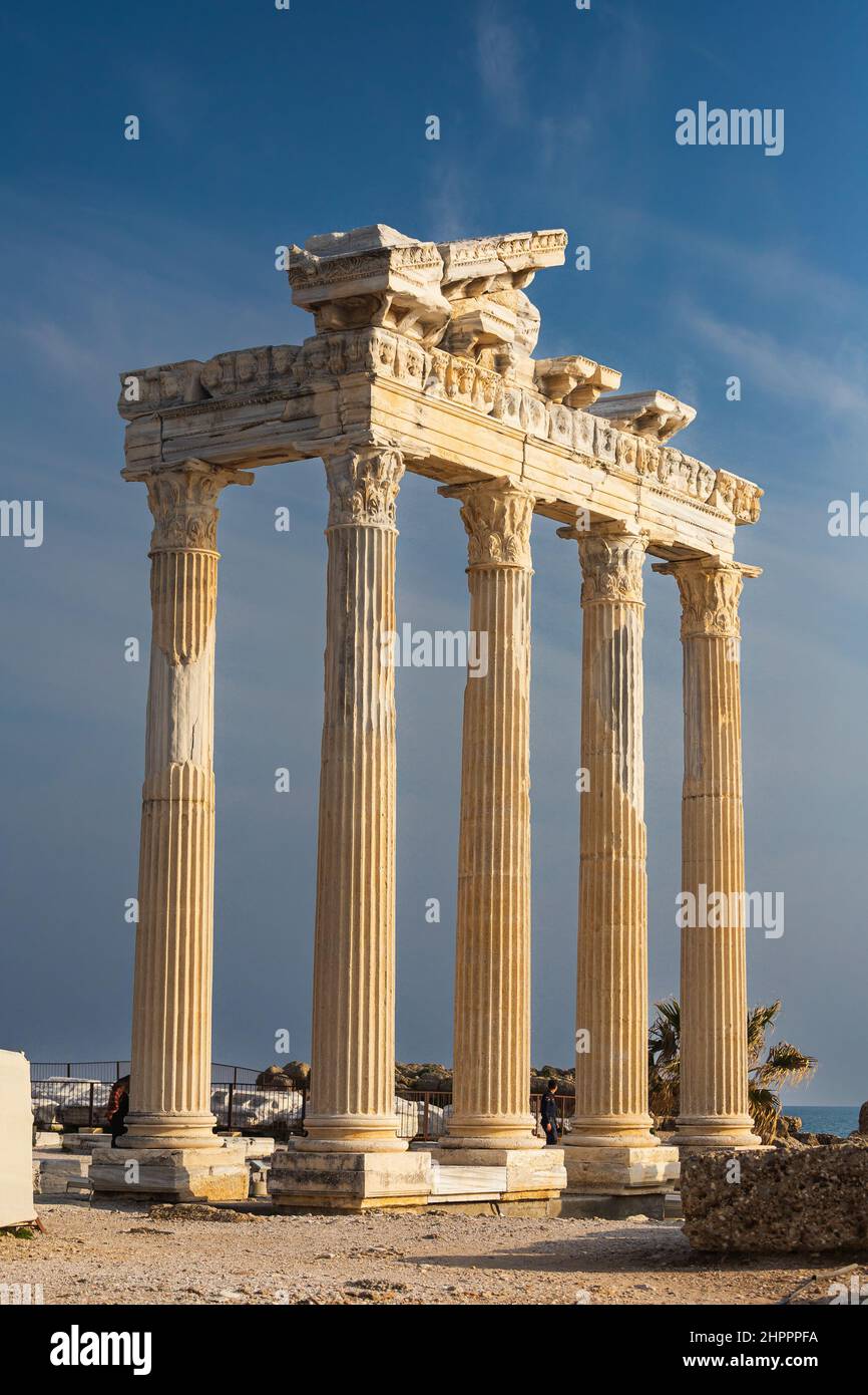 An antique ruined city of columns.Ruin. View of the ancient city in ...