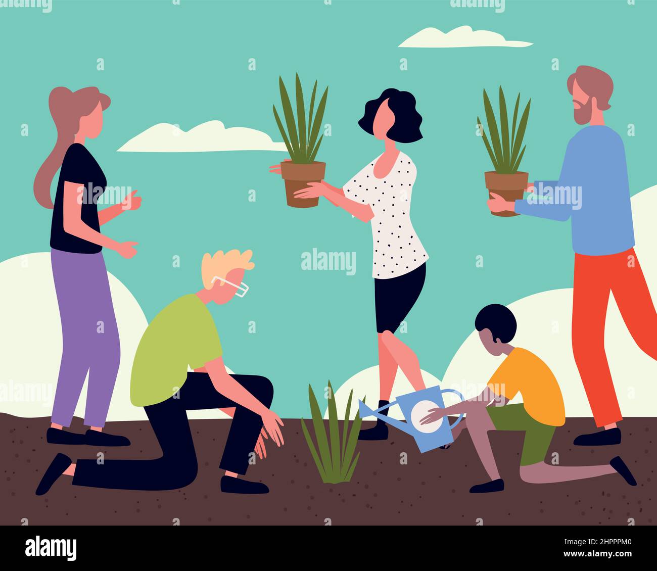 People planting trees man Stock Vector Images - Alamy