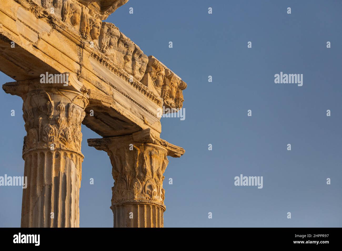 An antique ruined city of columns.Ruin. View of the ancient city in ...