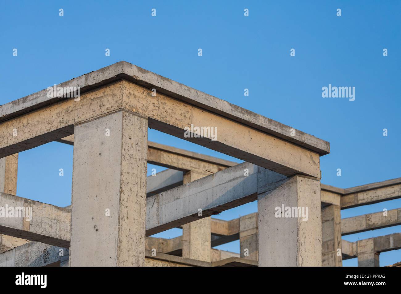 Close-up of the construction of a stone building. Construction of a new ...