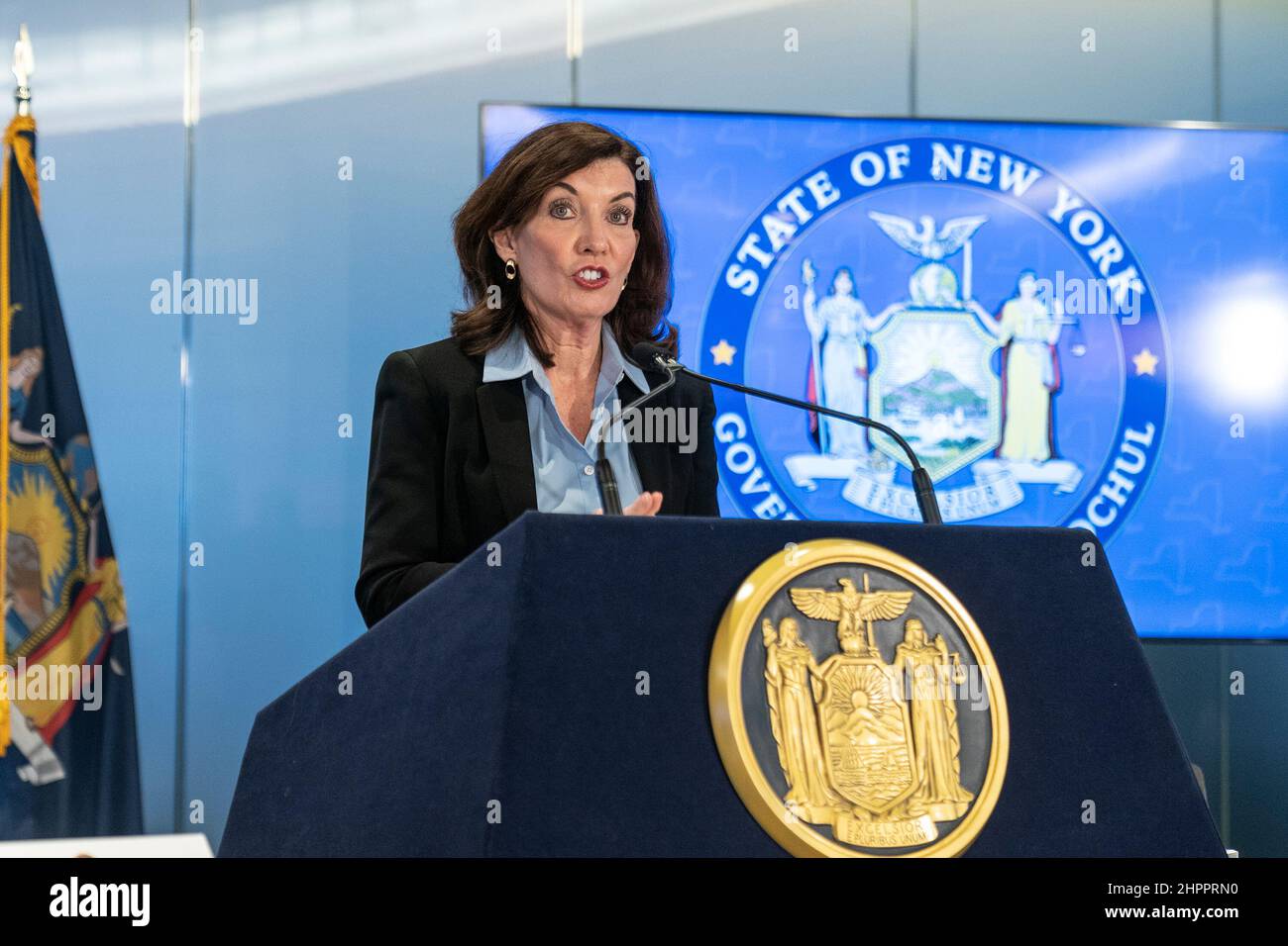 Governor Kathy Hochul speaks during announcement for the creation of a ...