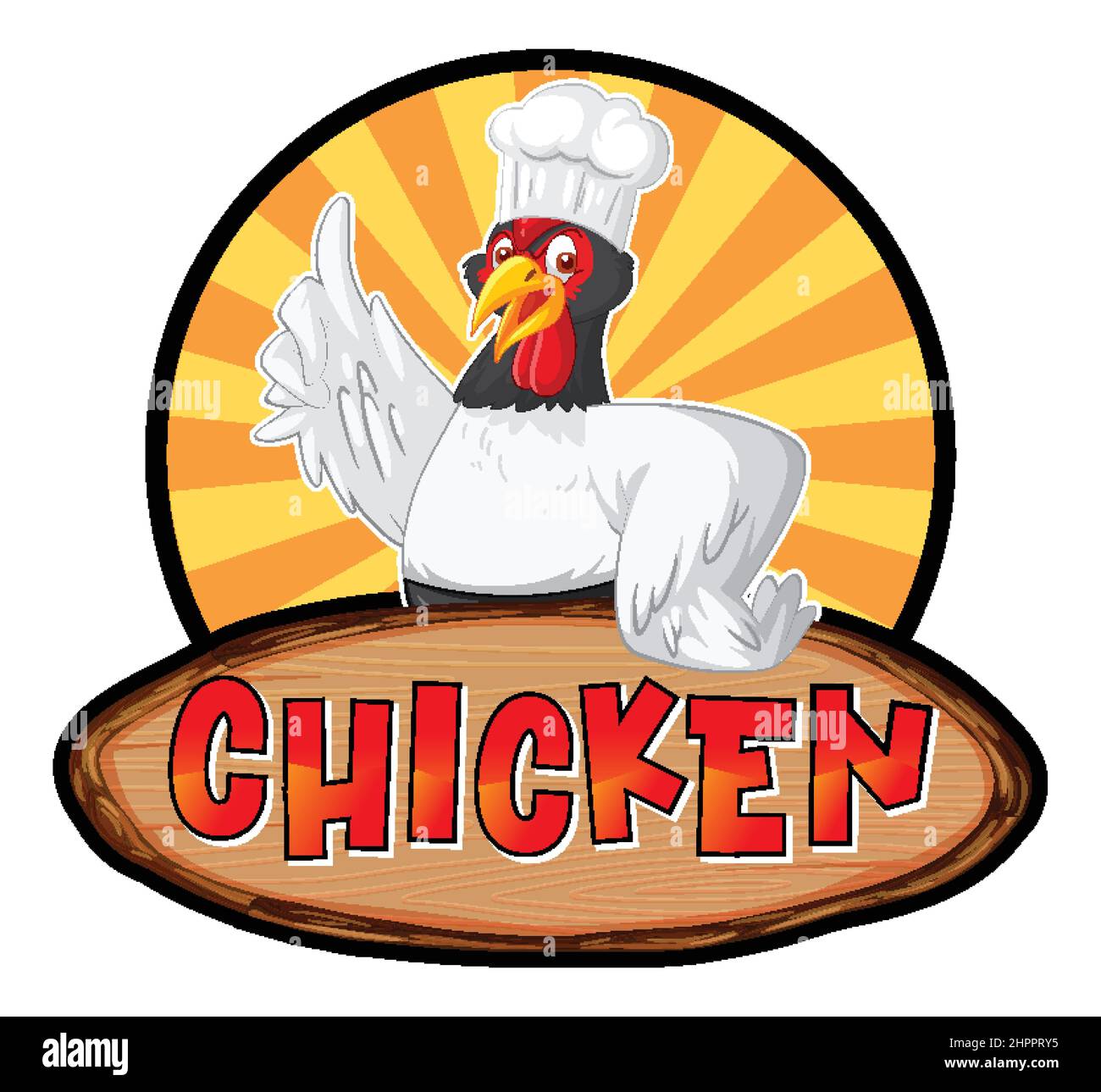 Chicken chef cartoon character with chicken banner illustration Stock ...