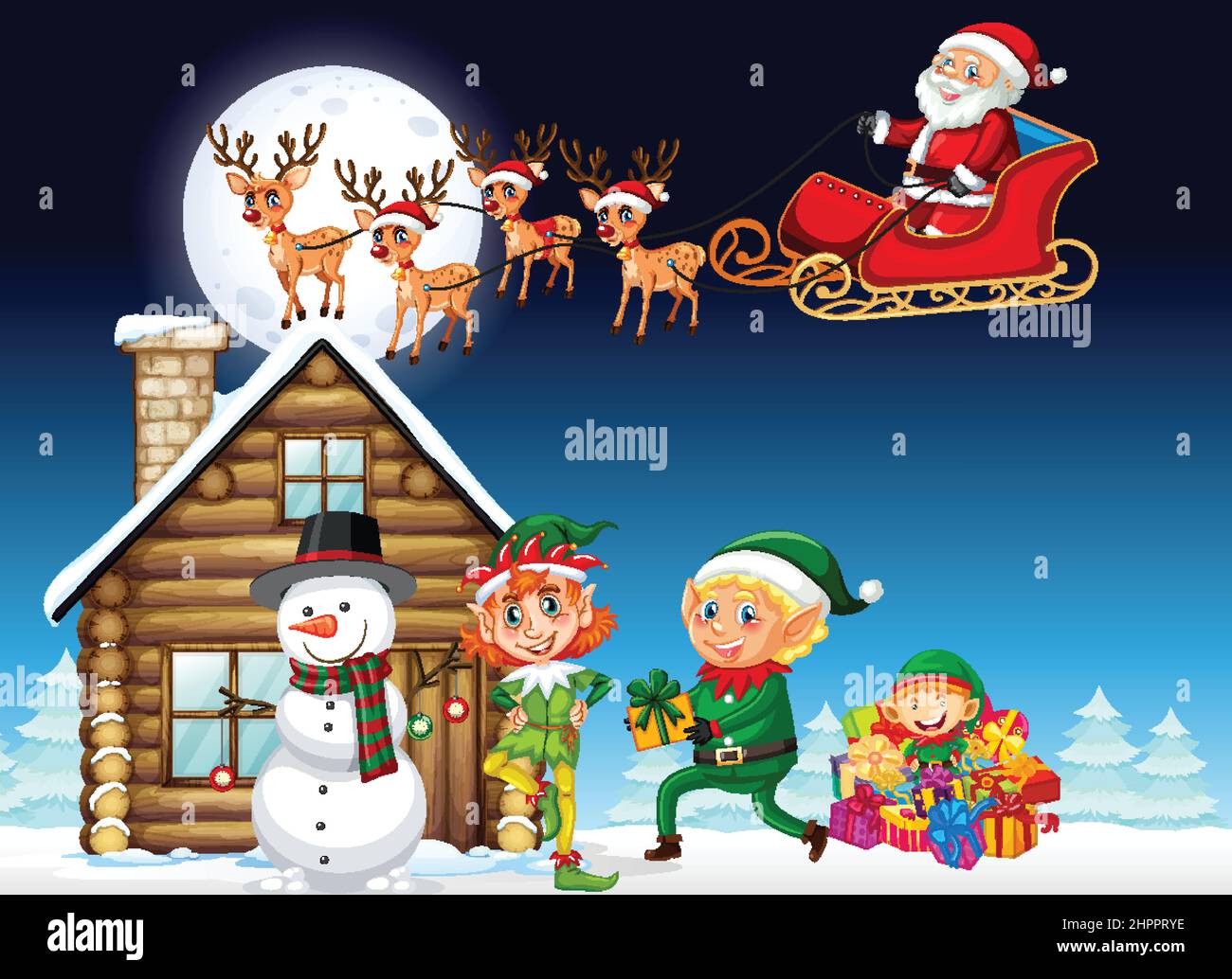 Christmas poster design with Santa Claus on sleigh illustration Stock ...