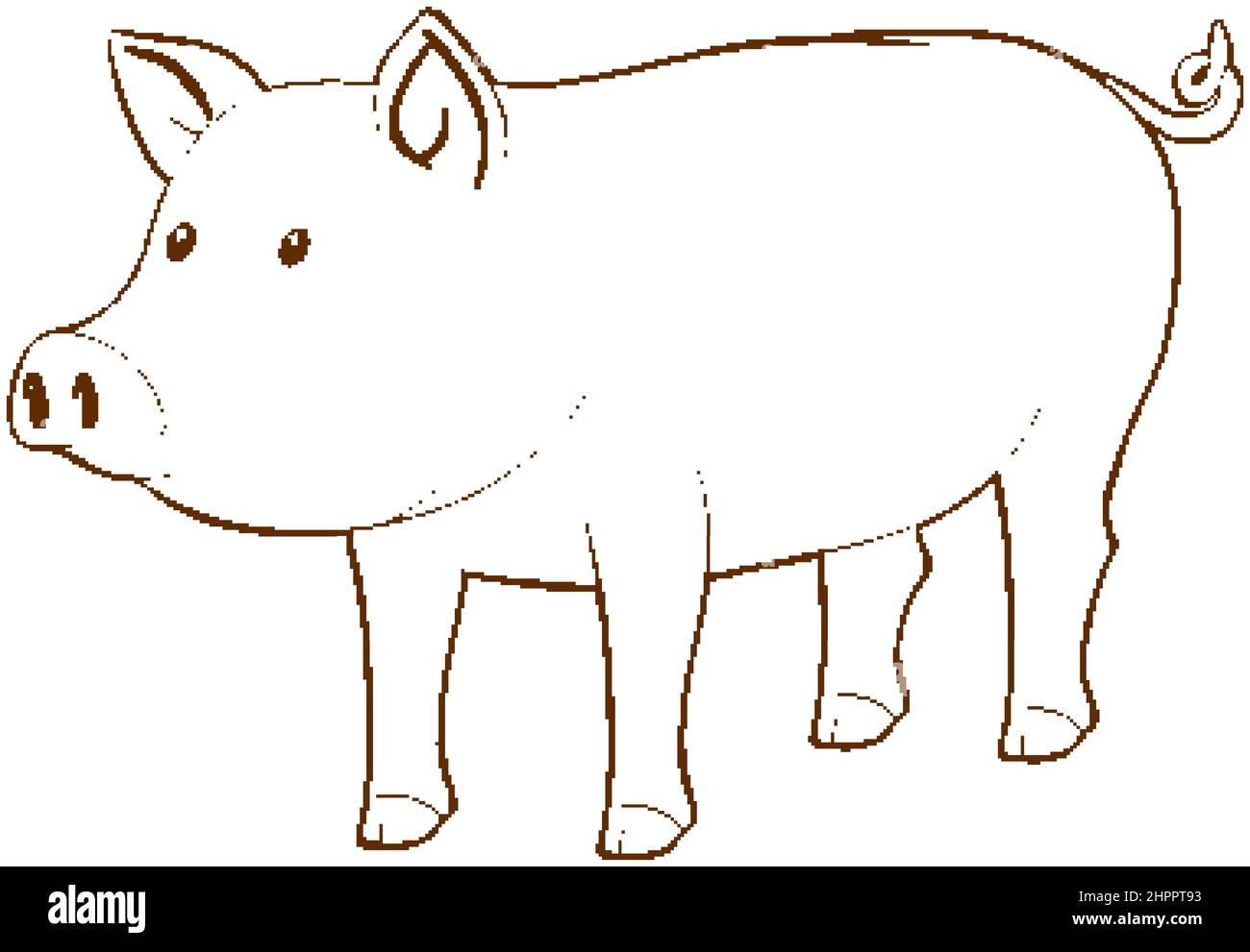 Pig in doodle simple style on white background illustration Stock ...