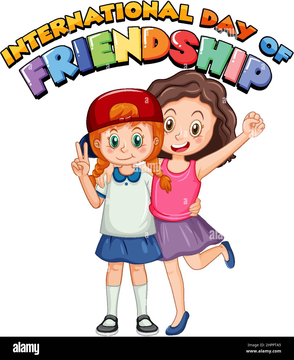 International day of friendship with best friend girls illustration ...