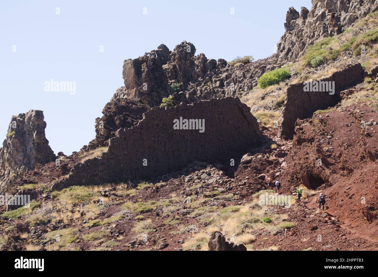Hikers in the Caldera de Taburiente National Park. La Palma. Canary ...