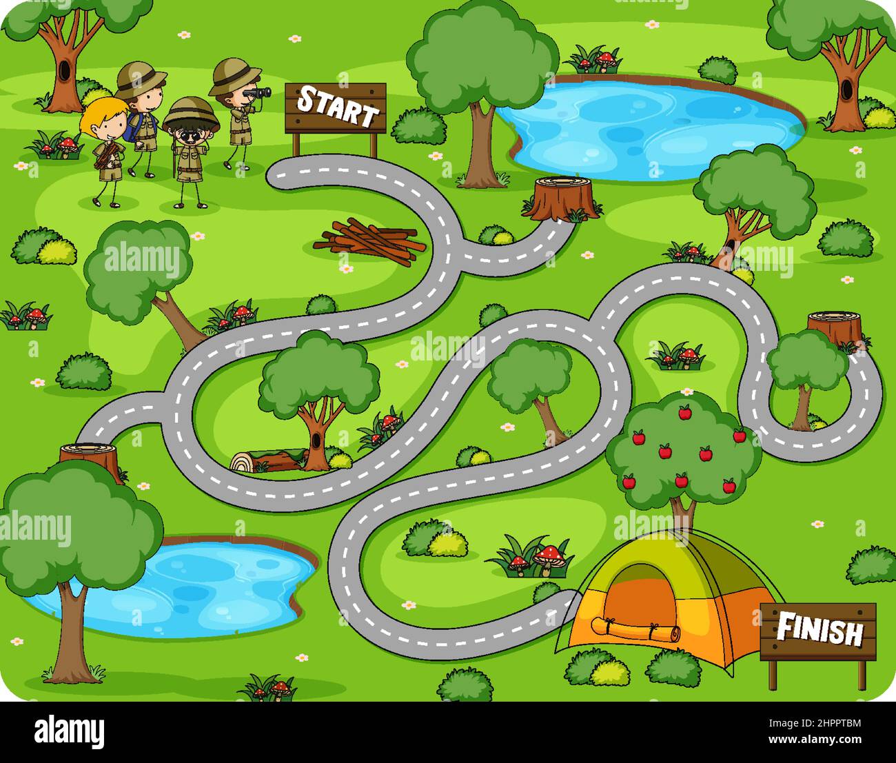 Maze game template in jungle theme illustration Stock Vector Image ...