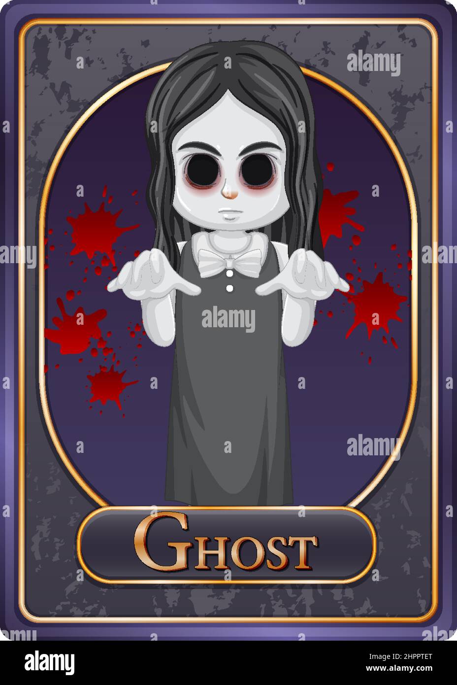Ghost girl character game card template illustration Stock Vector Image ...