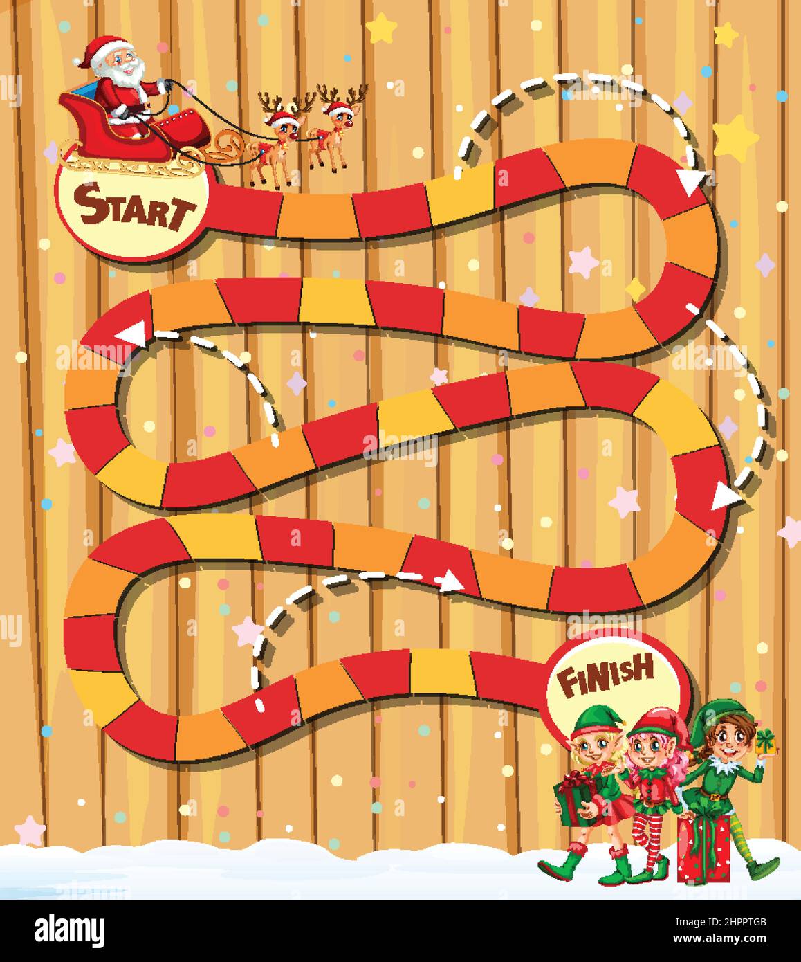 Snake and ladders game template with Christmas theme illustration Stock ...