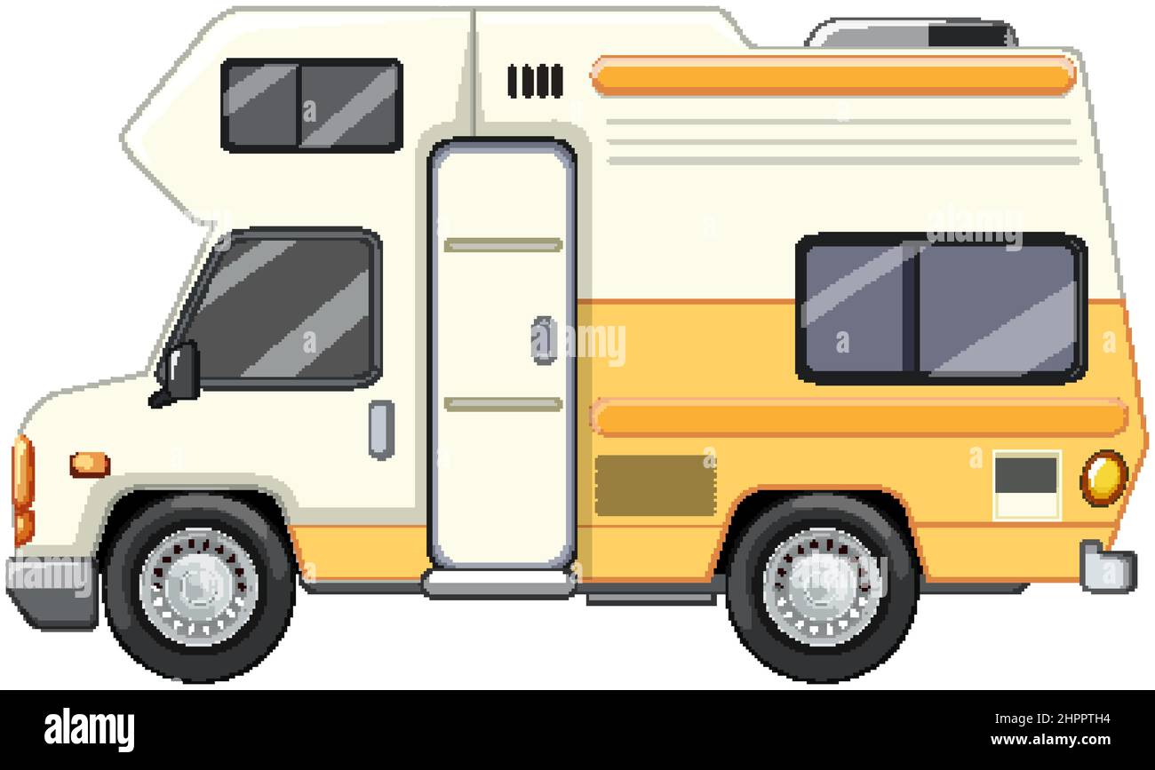 Cute camper van on white background illustration Stock Vector Image ...