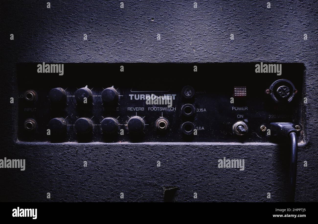 Details of an old amp, potentiometers and structure closeup Stock Photo ...