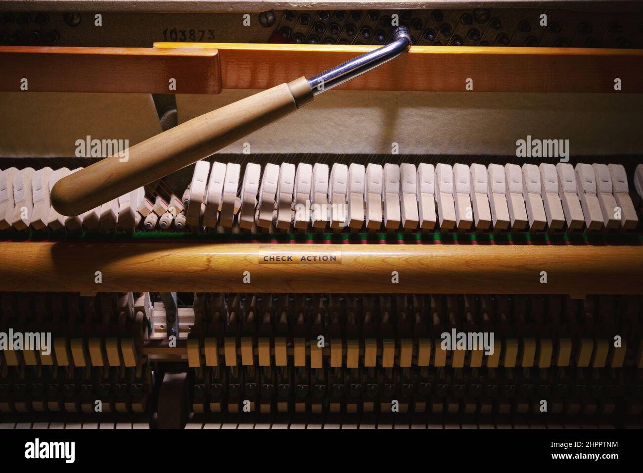 Service and fine tuning of upright piano Stock Photo - Alamy
